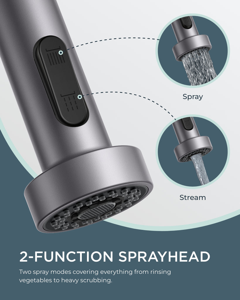 FORIOUS Kitchen Faucet with Pull Down Sprayer 1 or 3 Hole for Farmhous ...