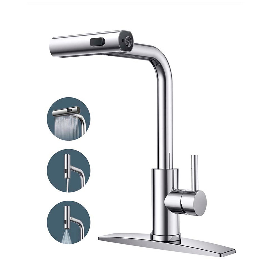 FORIOUS Kitchen Sink Faucet with Pull Down Sprayer Single Handle Stain ...