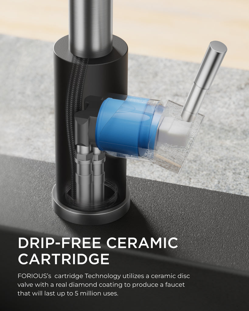 FORIOUS Kitchen Faucet with Pull Down Sprayer 1 or 3 Hole for Farmhous ...