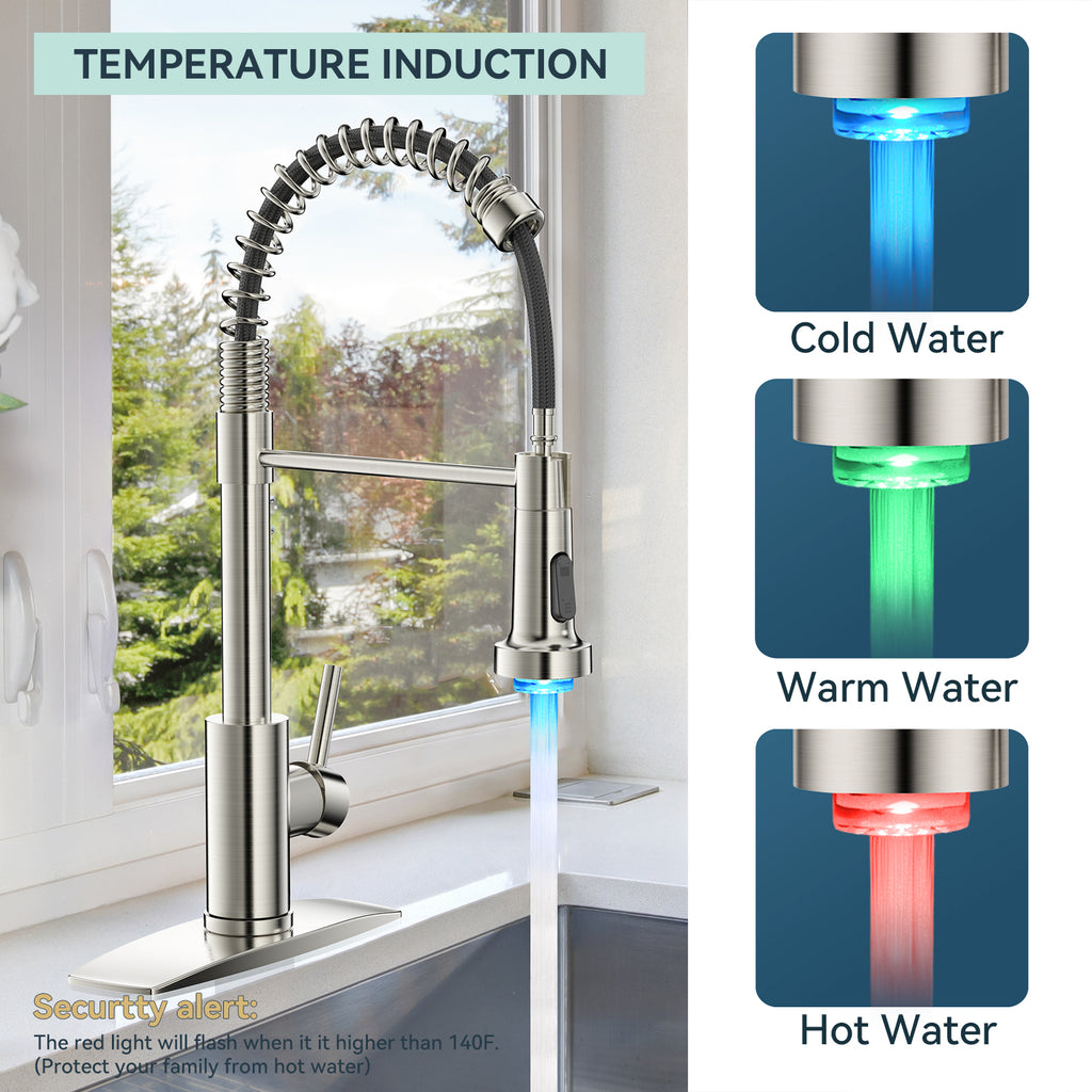 FORIOUS Kitchen Faucet with Pull Down Sprayer 1 or 3 Hole for Farmhous ...