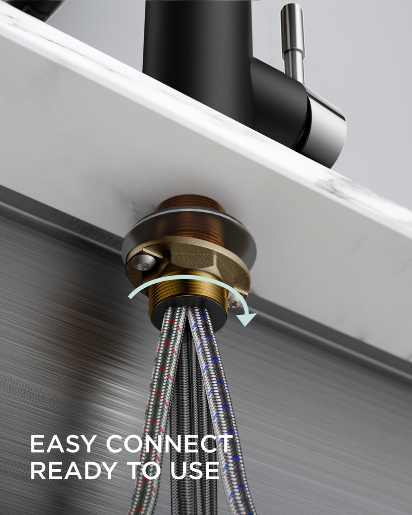 FORIOUS Kitchen Faucet with Pull Down Sprayer 1 or 3 Hole for Farmhous ...