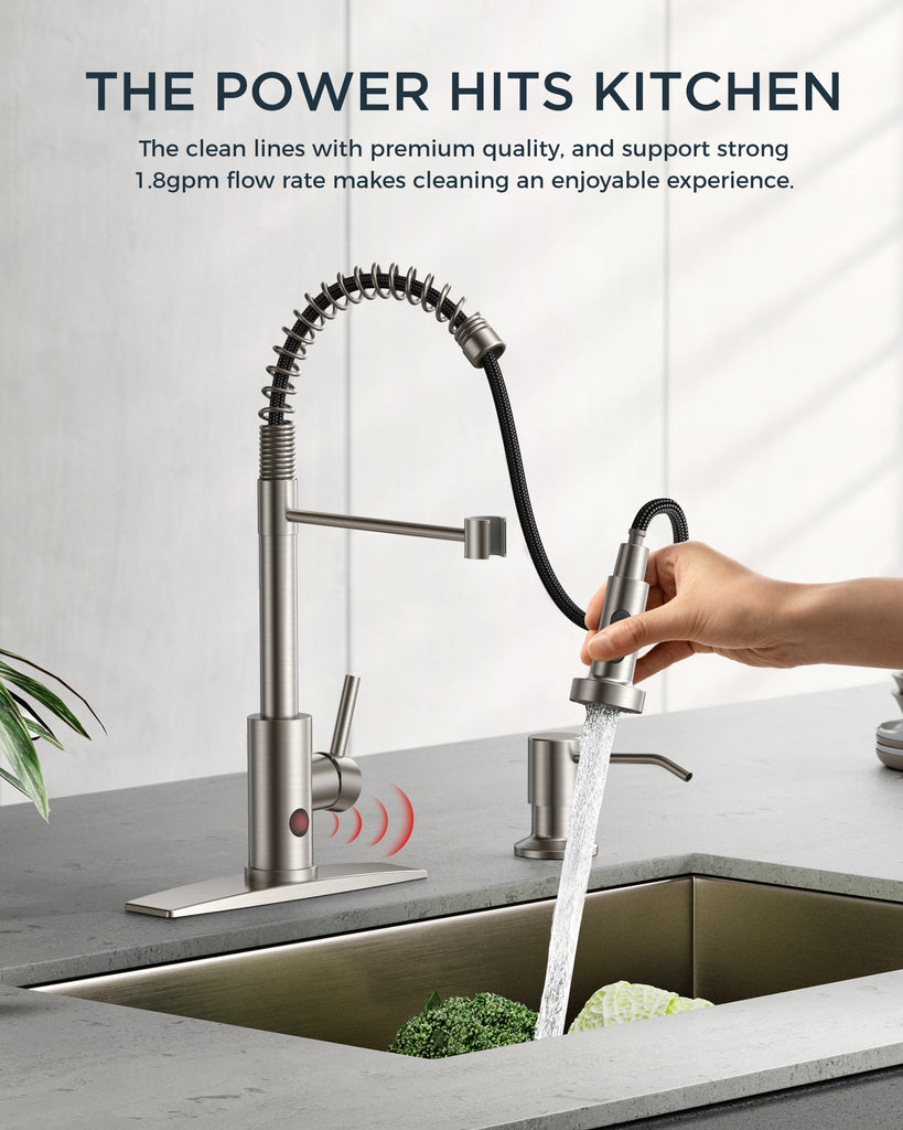 FORIOUS Kitchen Faucet with Pull Down Sprayer 1 or 3 Hole for Farmhous ...
