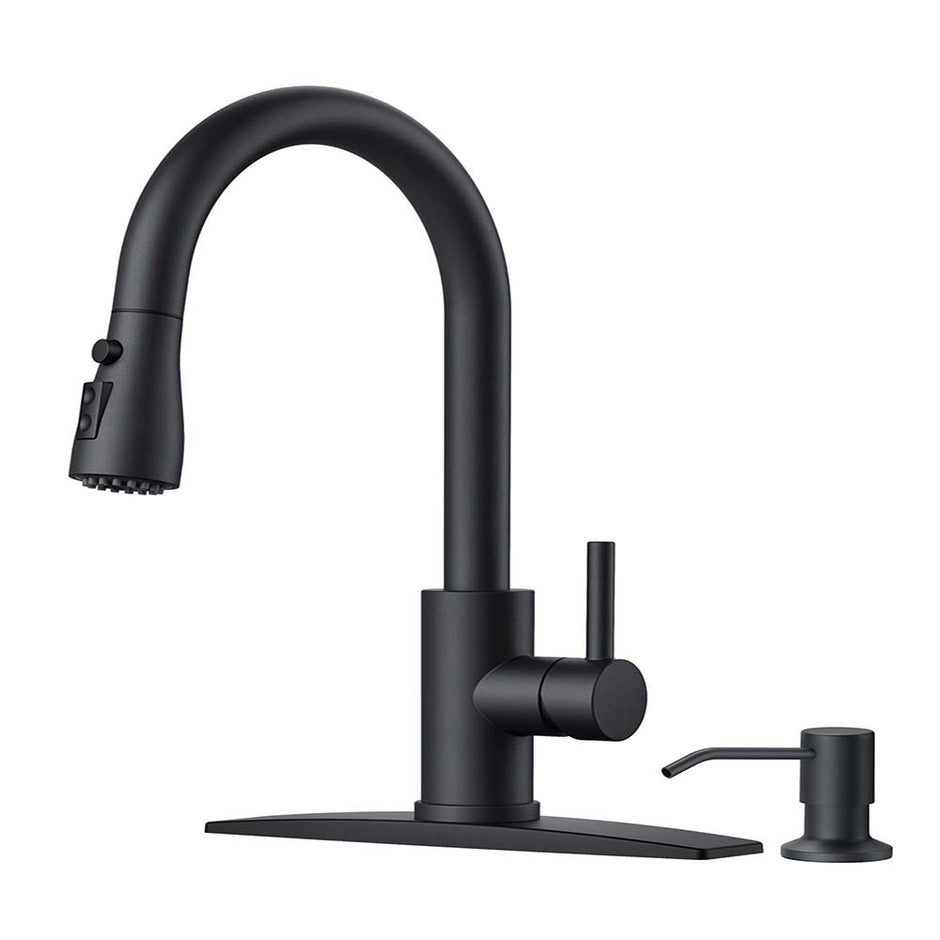 FORIOUS Kitchen Sink Faucet with Pull Down Sprayer Single Handle Stain ...