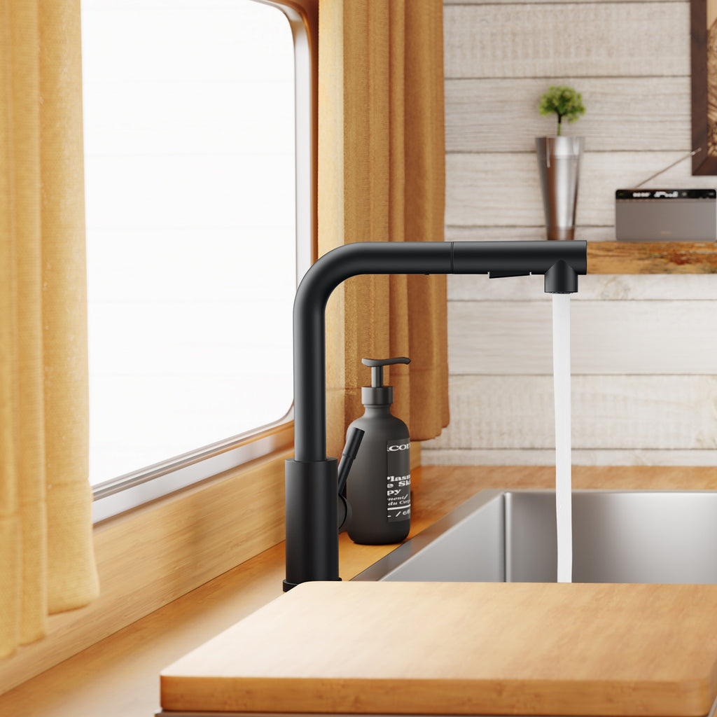 FORIOUS Kitchen Sink Faucet with Pull Down Sprayer Single Handle Stain ...