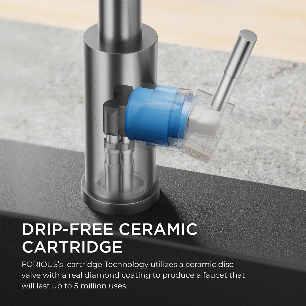 FORIOUS Kitchen Sink Faucet with Pull Down Sprayer Single Handle Stain ...