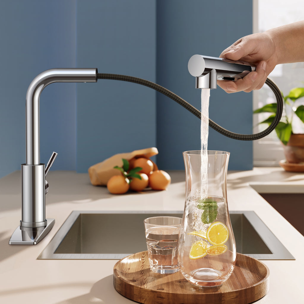 FORIOUS Kitchen Sink Faucet with Pull Down Sprayer Single Handle Stain ...
