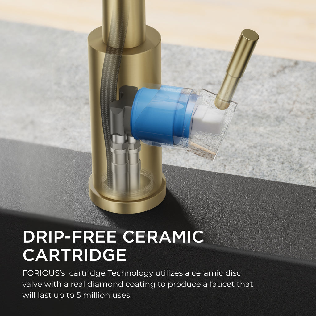 FORIOUS Kitchen Sink Faucet with Pull Down Sprayer Single Handle Stain ...